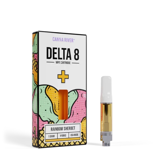 Canna River Delta 8 Vape Cartridge Rainbow Sherbet 1g Dr Ganja